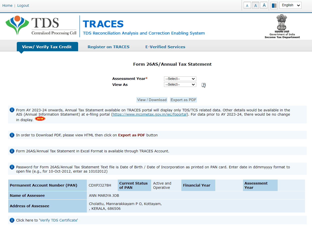 TRACES website